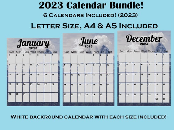 2023 Calendar Bundle Letter Size A4 A5 Printable Calendars - Etsy
