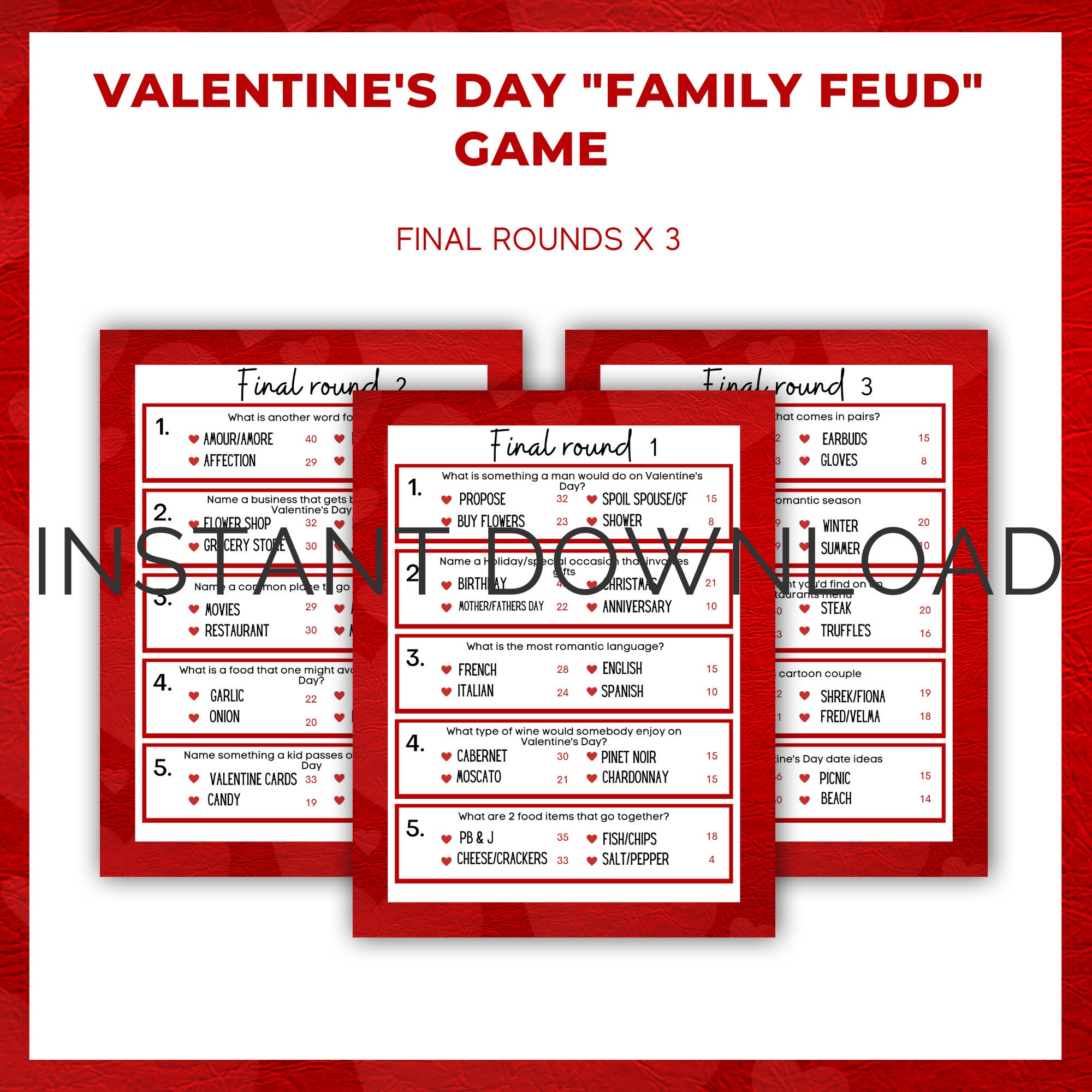 Valentines Day Friendly Feud Game, Family Feud Quiz, Family Game ...