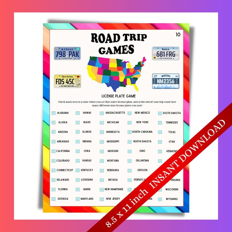 License Plate Game, Printable License Plate Search, Games for Kids and ...