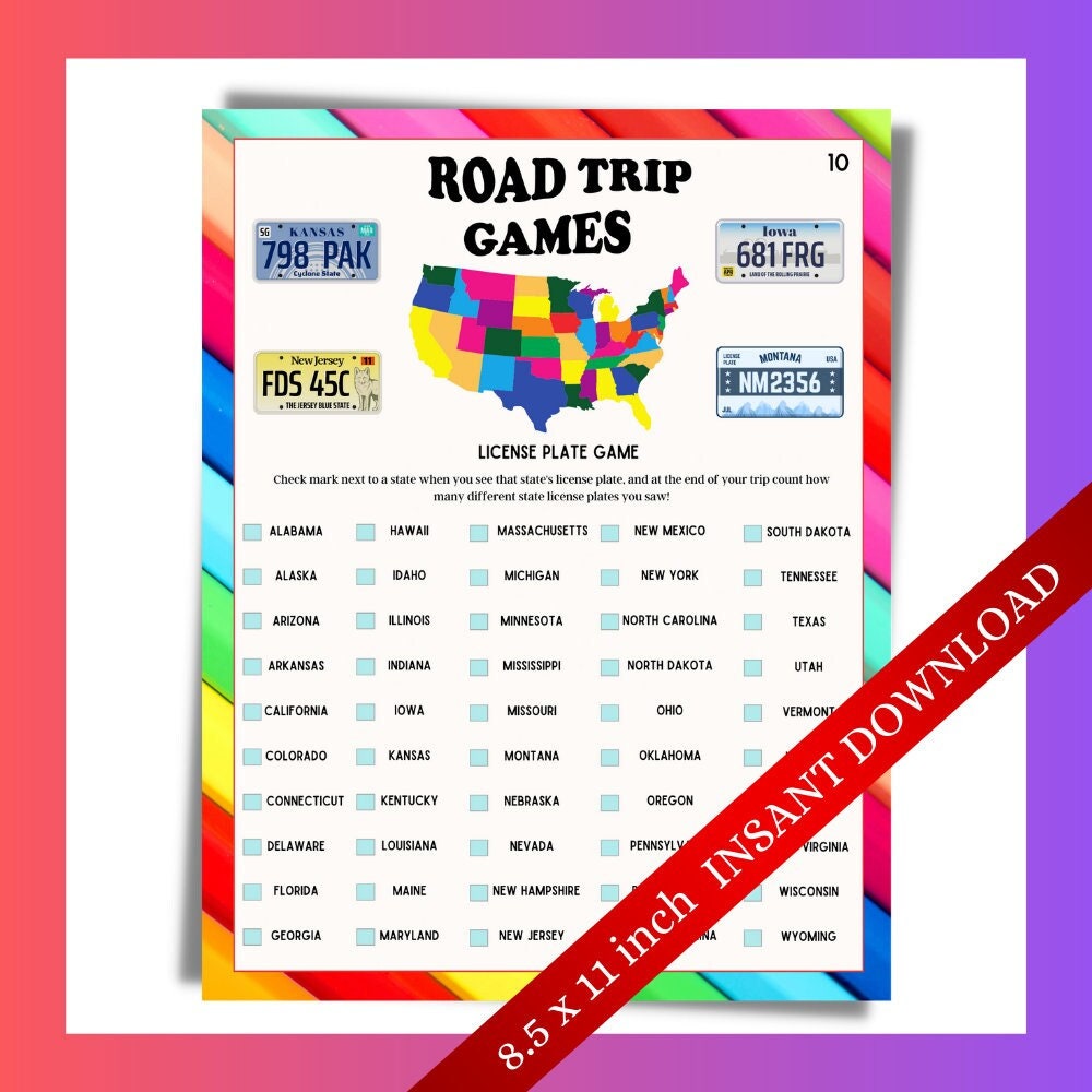 License Plate Game, Printable License Plate Search, Games for Kids and ...