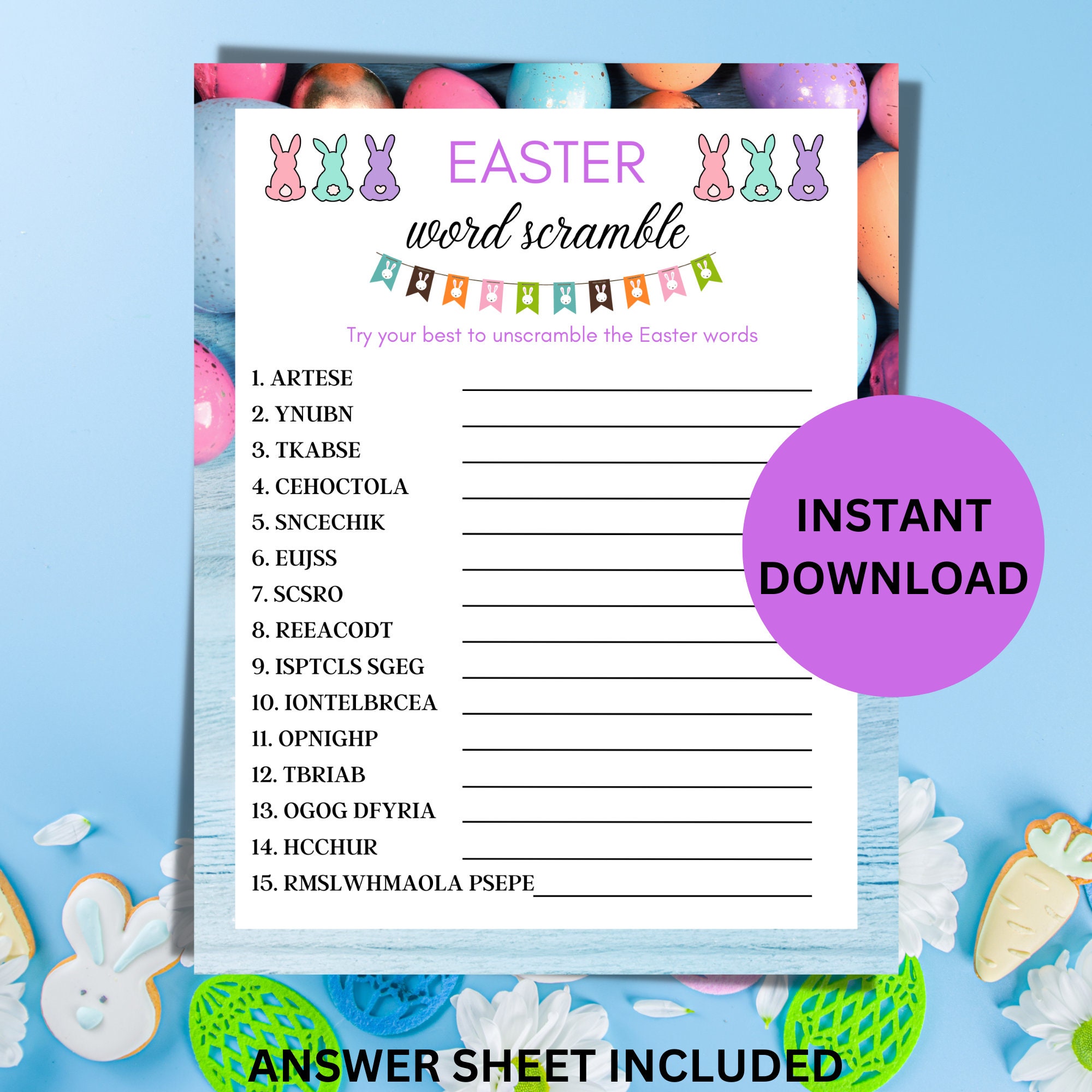 Easter Games, Easter Trivia - Word Game - Riddles Game Bundle, Adult ...