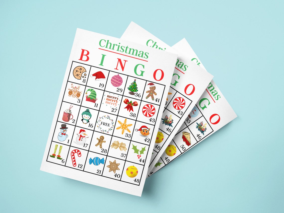 Christmas Bingo Cards, Printable Christmas Bingo Game, 35 Holiday BINGO ...