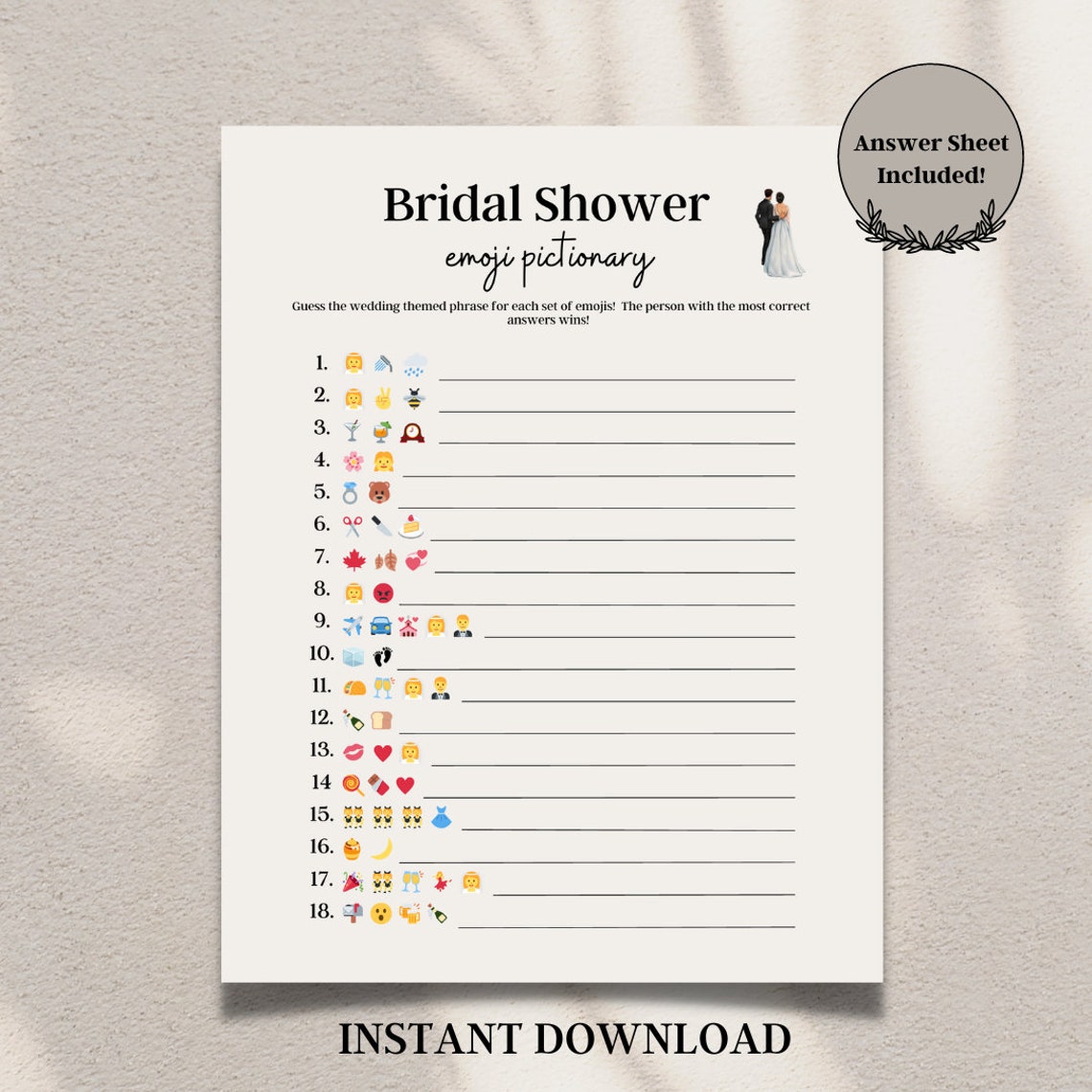 Bridal Shower Emoji Pictionary Game, Bridal Shower Games, Bridal Shower ...