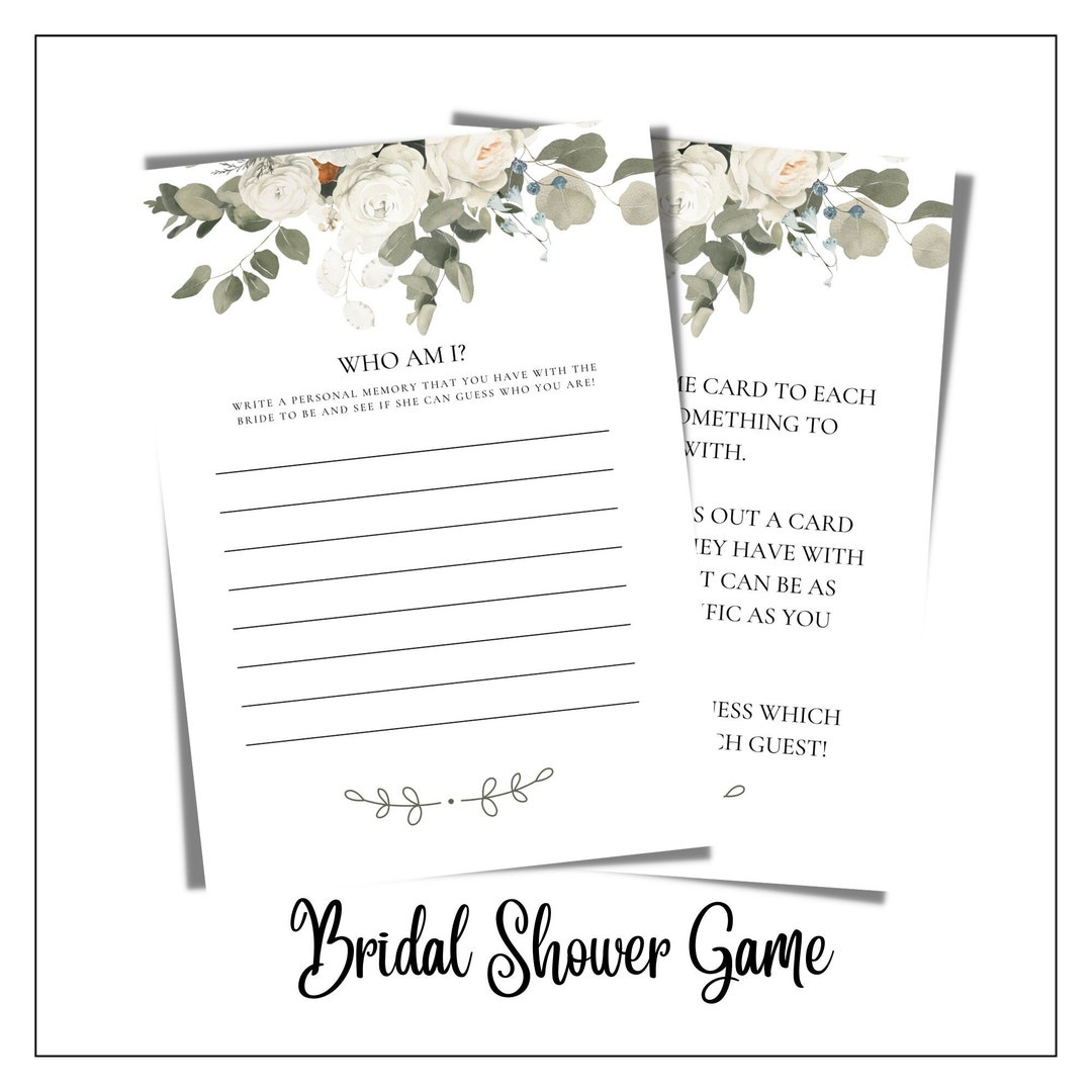 Bridal Shower Game, Who Am I Wedding Game, Bride Guessing Game, Bridal ...