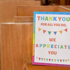 Teacher Appreciation Sign Printable, "thank YOU for All You Do, We ...