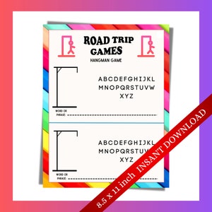 Hangman Game Printable, Activity Game for Kids and Adults, Printable ...