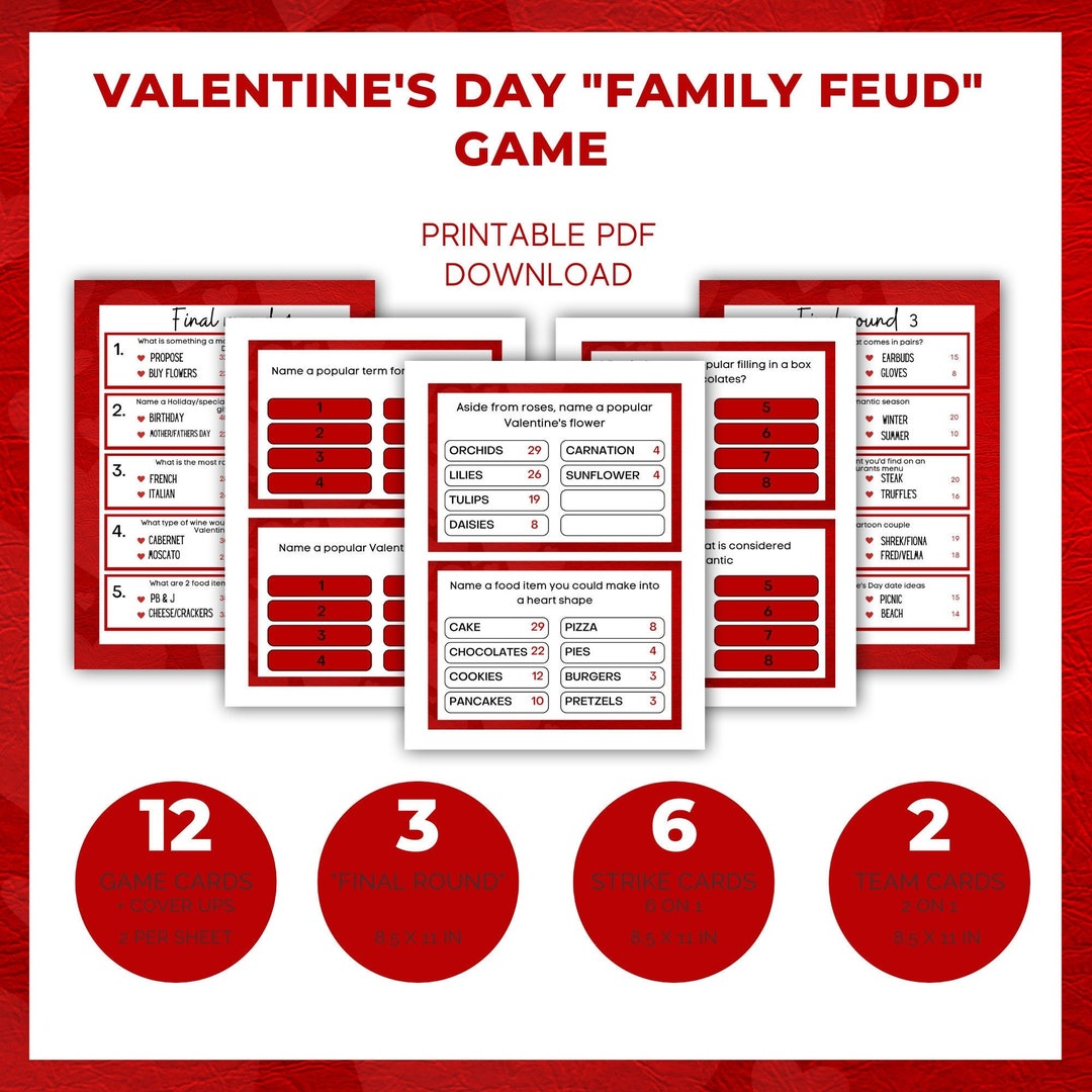 Valentines Day Friendly Feud Game, Family Feud Quiz, Family Game ...