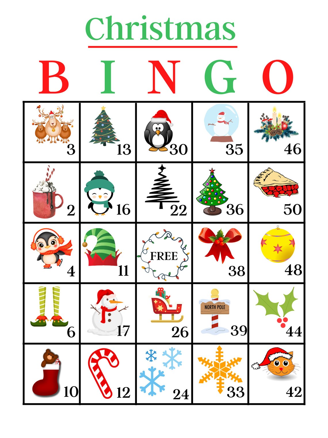 Christmas Bingo Cards, Printable Christmas Bingo Game, 35 Holiday BINGO ...