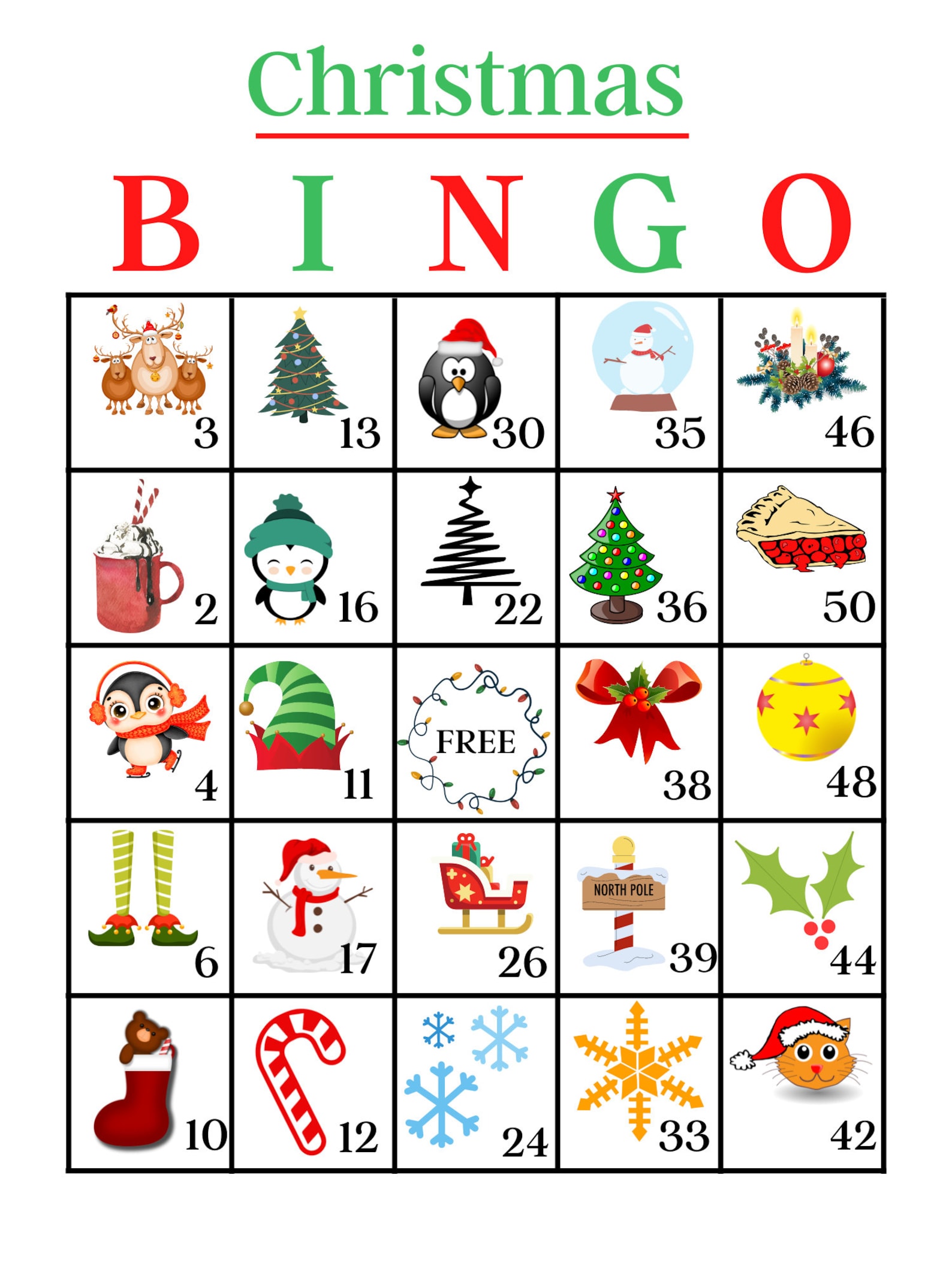 Christmas Bingo Cards, Printable Christmas Bingo Game, 35 Holiday BINGO ...