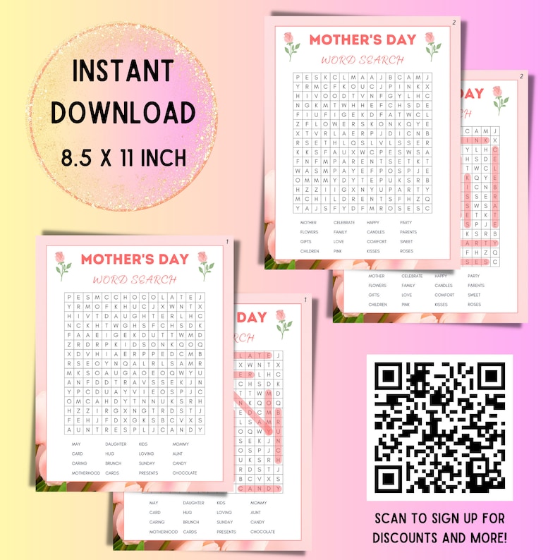 Mothers Day, Word Searches Bundle, 2 in 1 Games, Printable Mothers Day ...