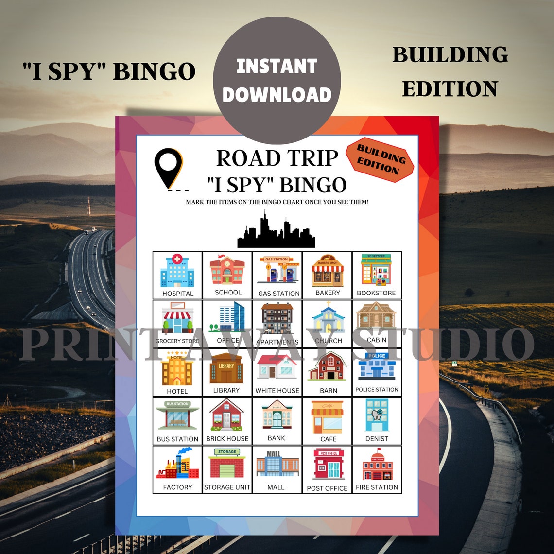 Kids Game Printable, Road Trip Games for Kids, Road Trip Bingo ...