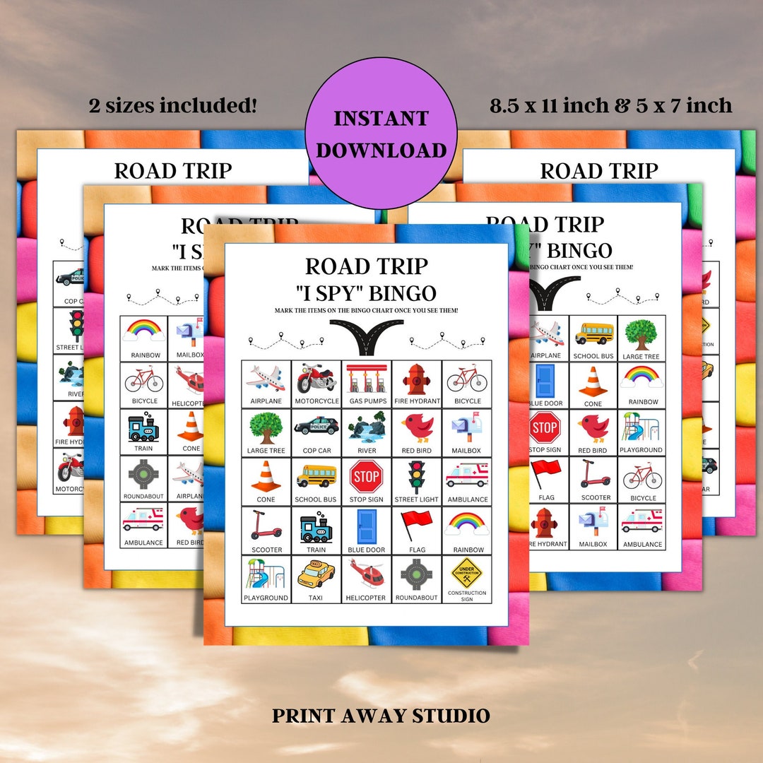 Road Trip Bingo / I Spy Game | Kids Activity | Bingo Printable | Travel ...