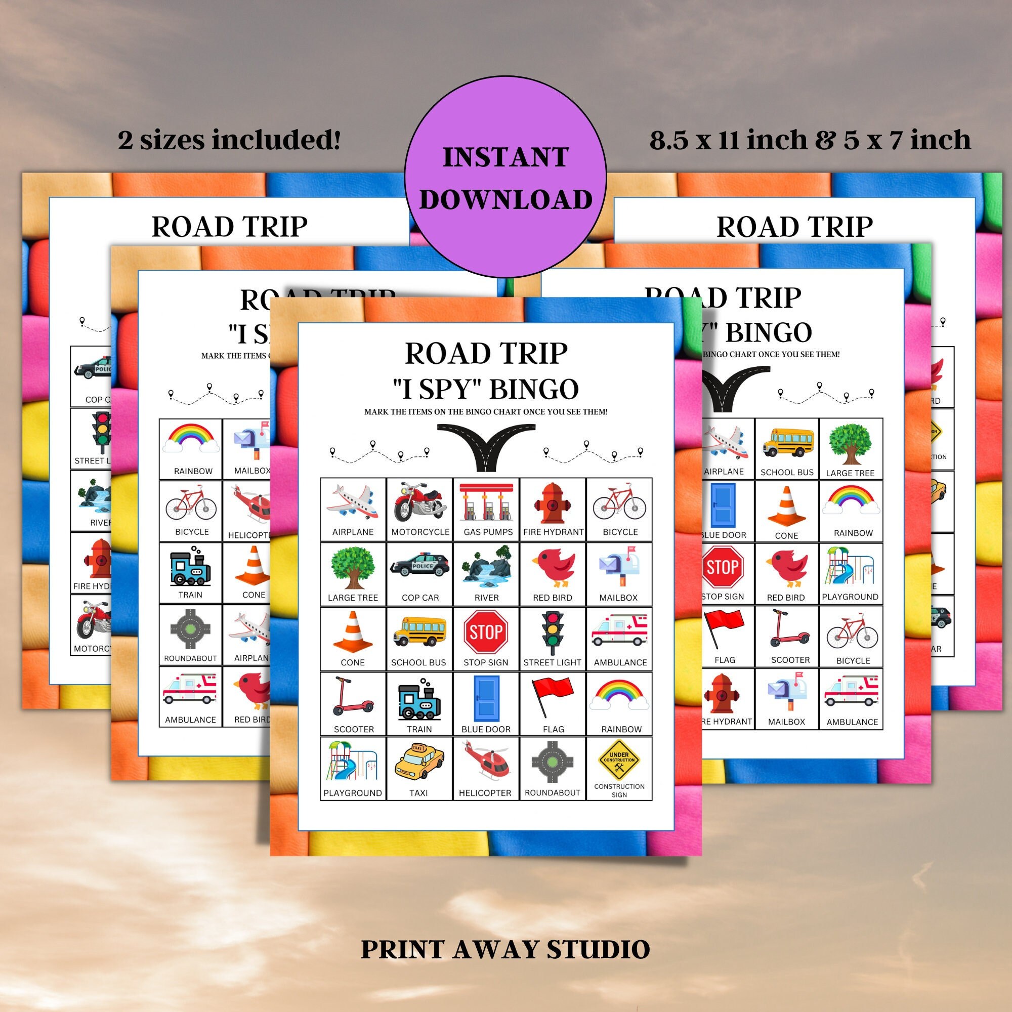 Road Trip Bingo / I Spy Game | Kids Activity | Bingo Printable | Travel ...