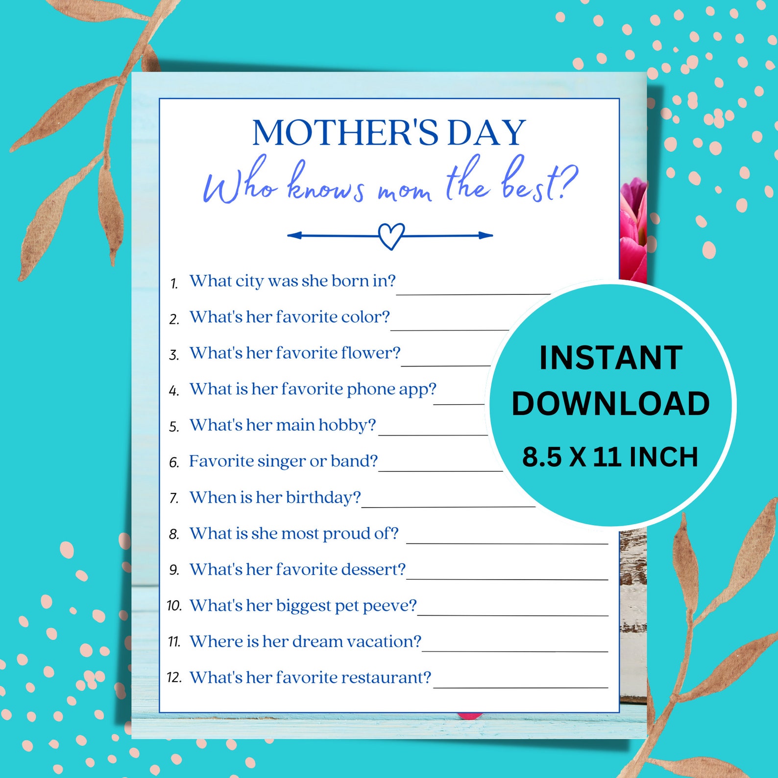Who Knows Mom the Best Game, Printable Mother's Day Games, Mother's Day ...
