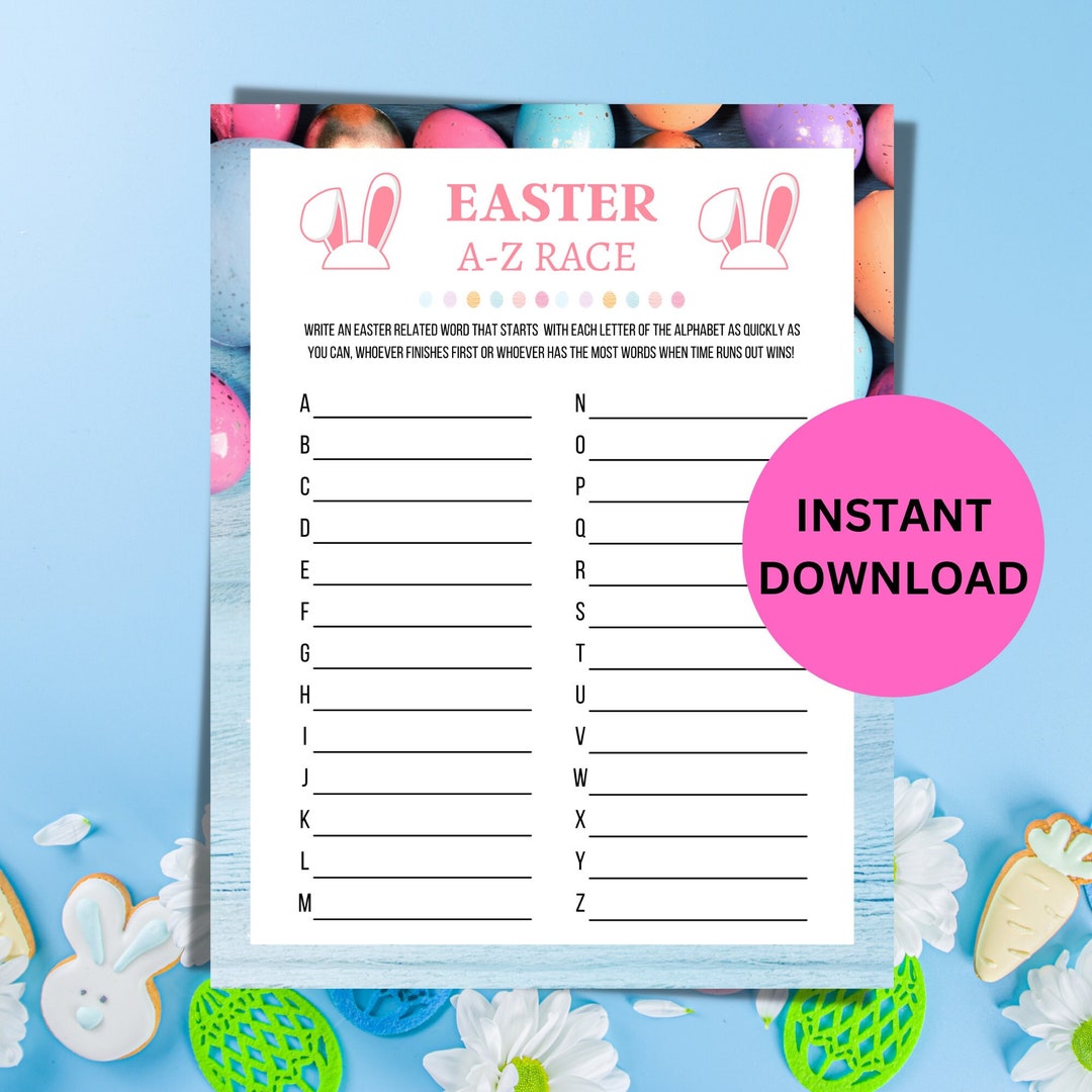 Printable Easter Game, A-Z Word Game, Easter Activity for Kids and ...