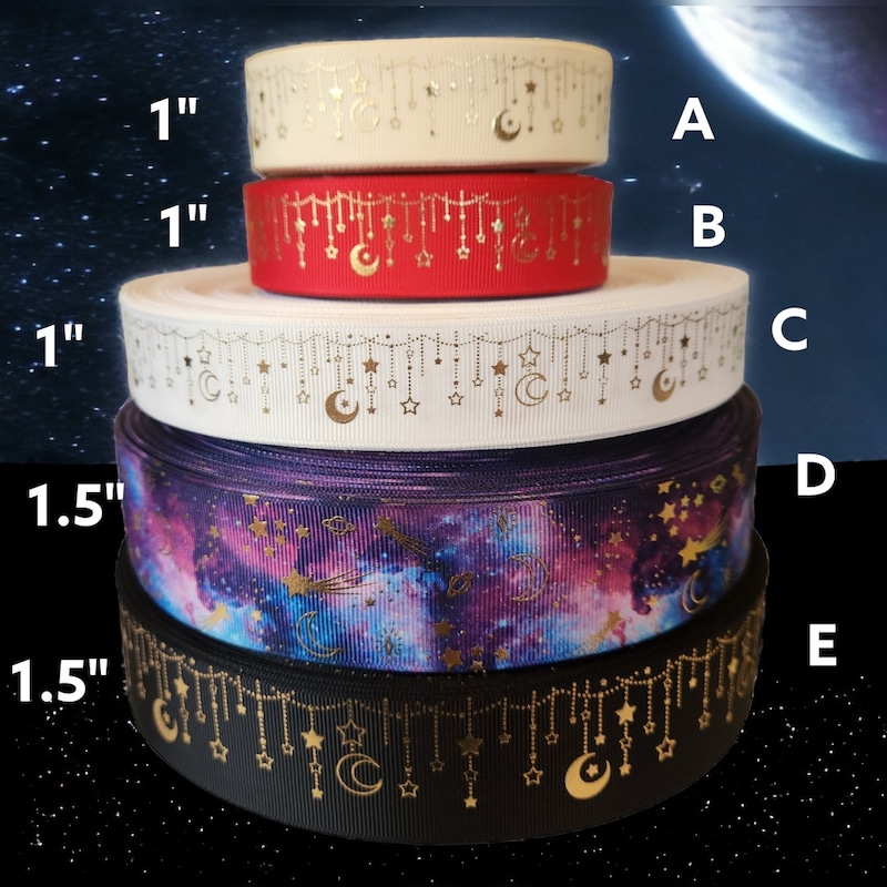 Moon and Stars Ribbon - Etsy