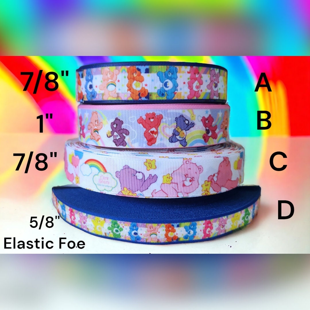 5/8" Elastic Foe or 7/8" or 1" Ribbon Cartoon Bears Rainbows - Etsy