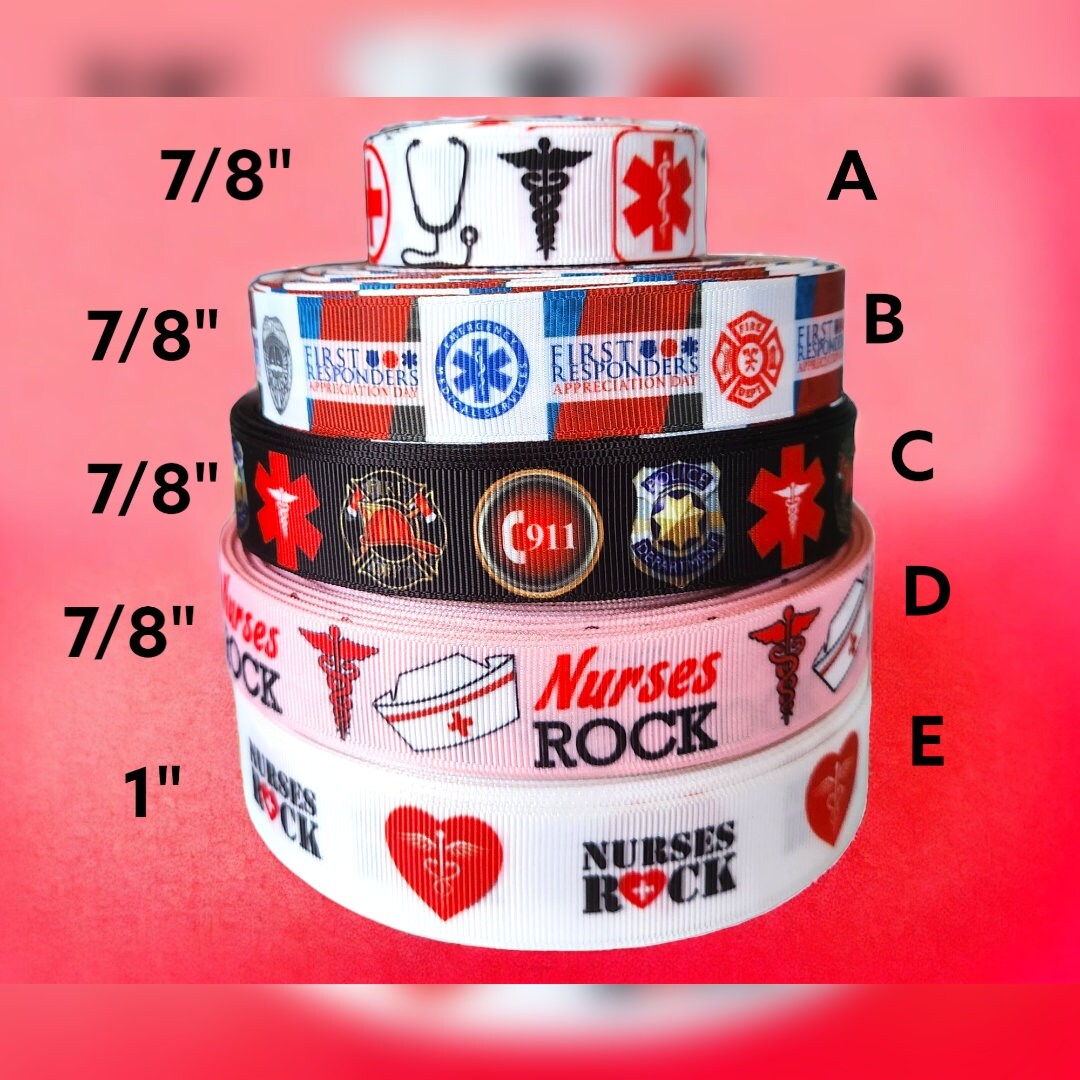 7/8 or 1 Medical Doctor Nurse First Responder Fire Fighter Ribbon - Etsy