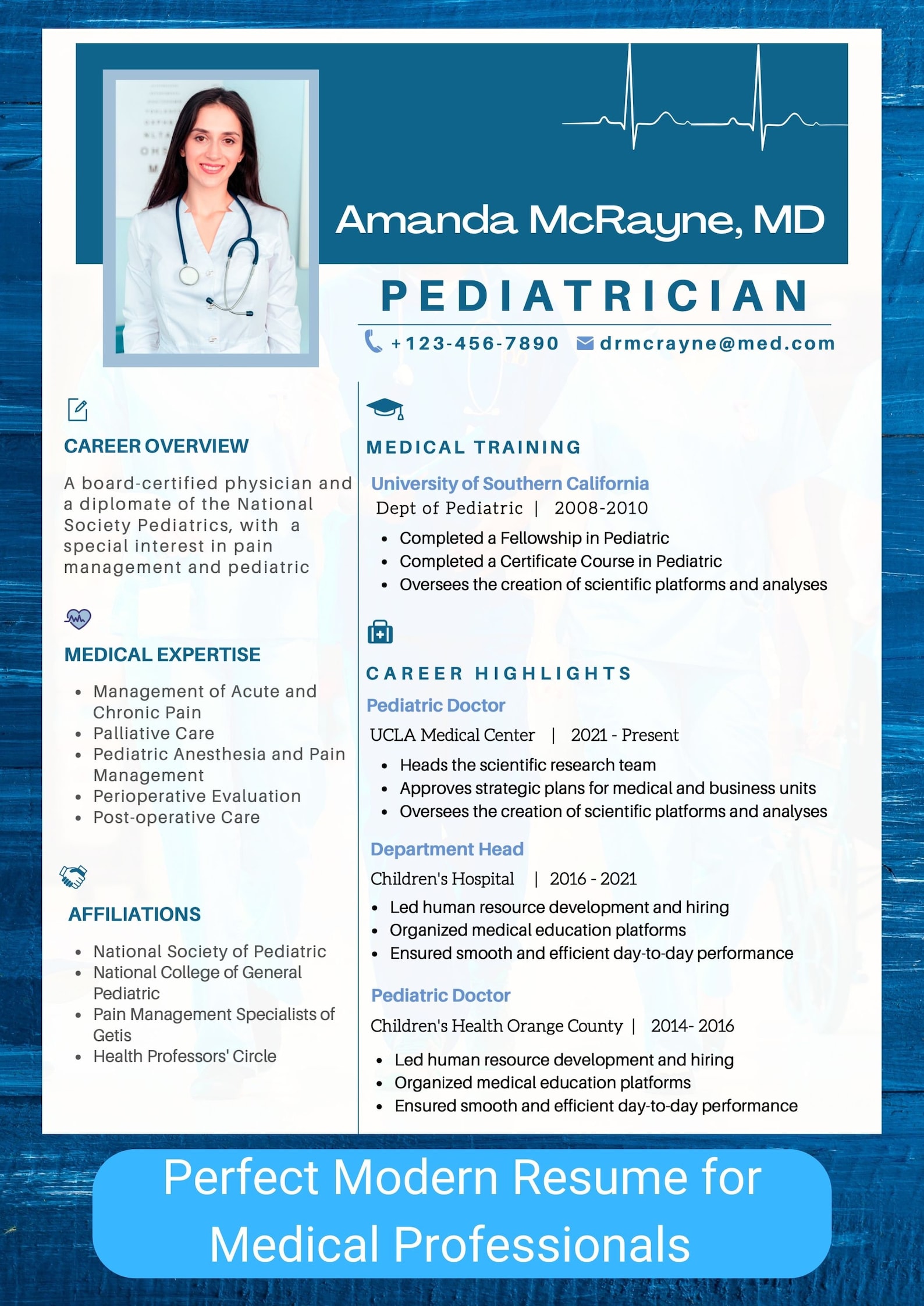 Medical Modern Resume - Etsy