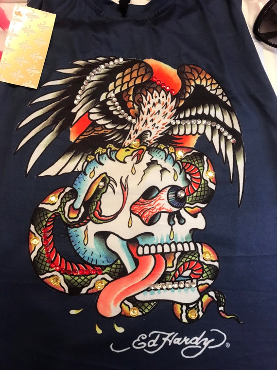 Rare gorgeous vintage y2k Ed hardy custom halter dress - Gem