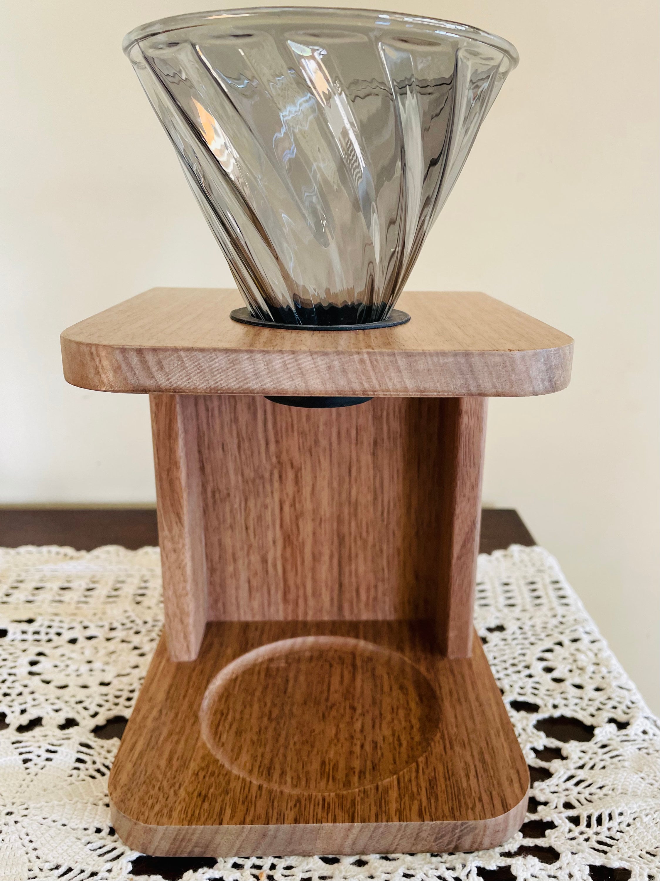 Wooden Pour Over Stand, Single Cup Coffee Pour Over Station Handmade ...