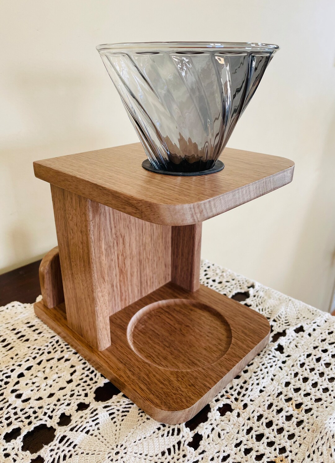 Wooden Pour Over Stand, Single Cup Coffee Pour Over Station Handmade ...