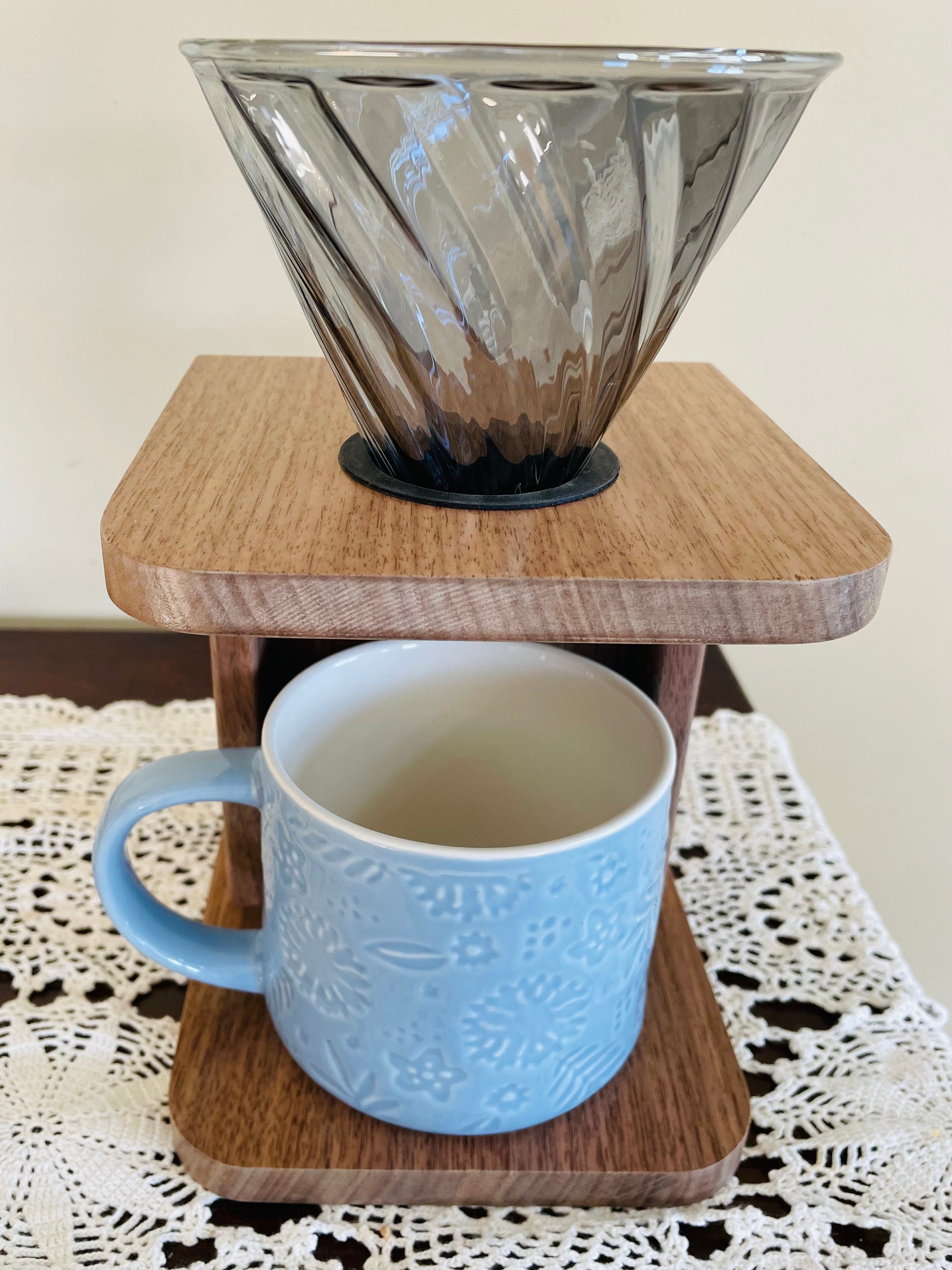 Wooden Pour Over Stand, Single Cup Coffee Pour Over Station Handmade ...