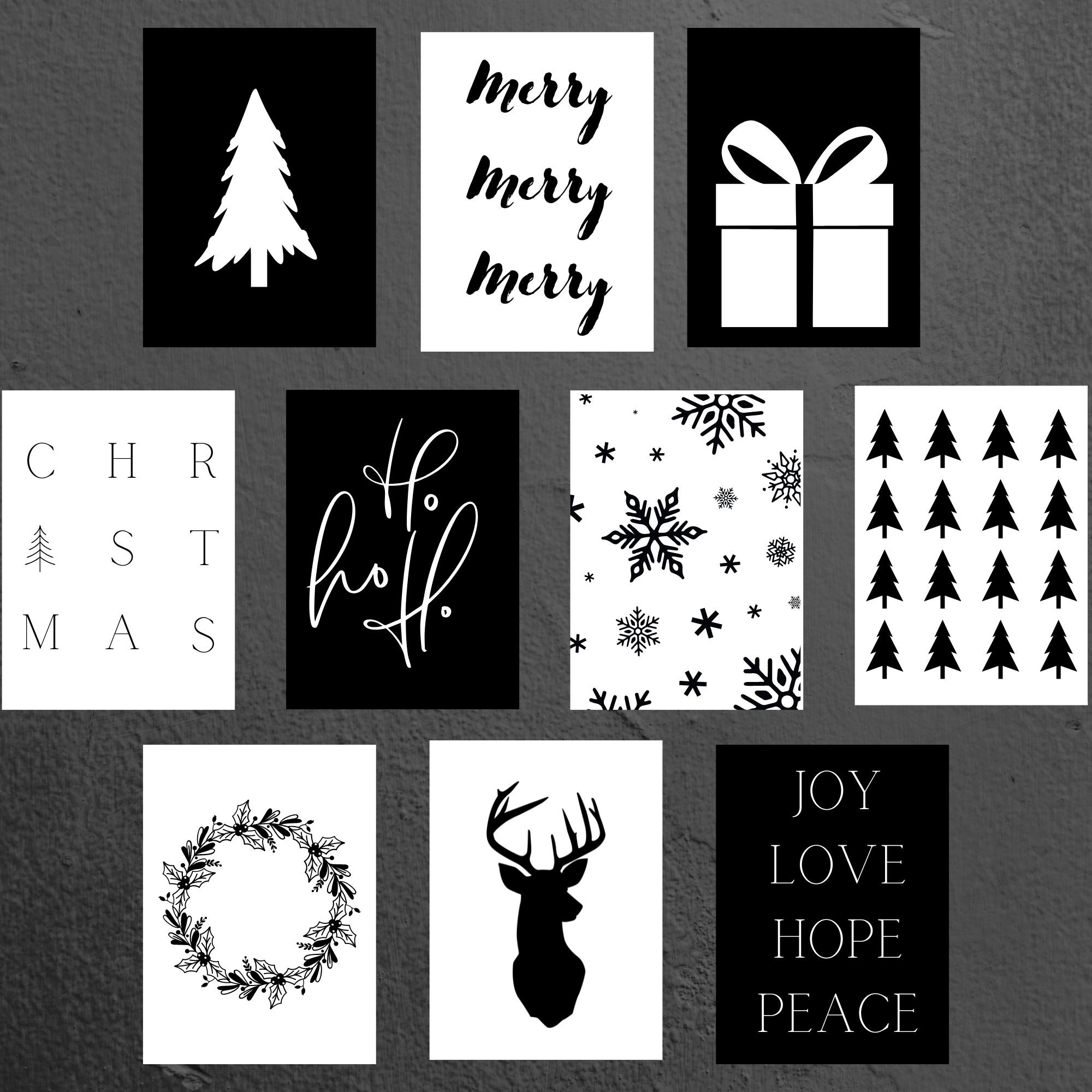 Black & White Christmas-digital Prints - Etsy