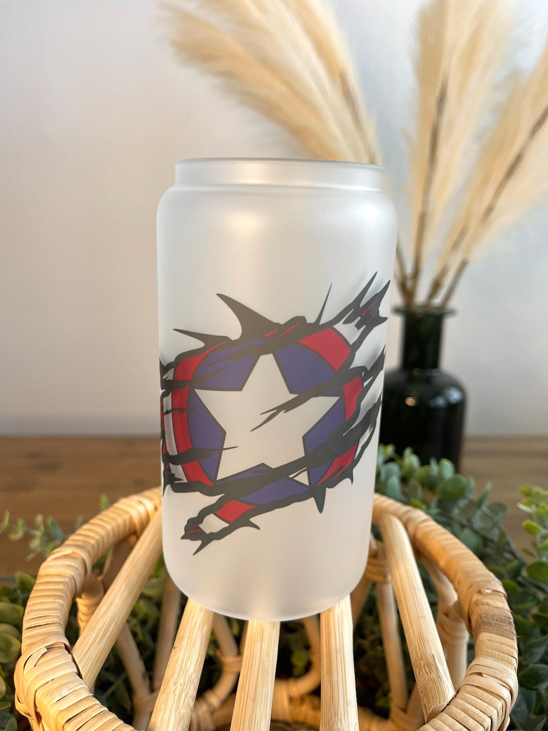 Captain America Frosted Cup / Iced Coffee Cup / Beer Glass Can Glass ...