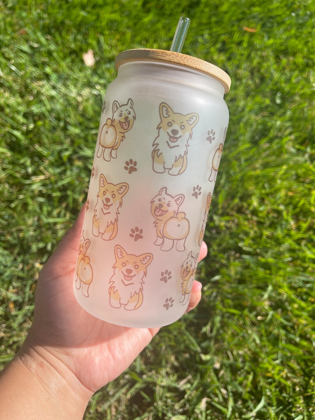 Corgi Frosted Cup / Iced Coffee Cup / Beer Glass Can / Glass Tumbler ...
