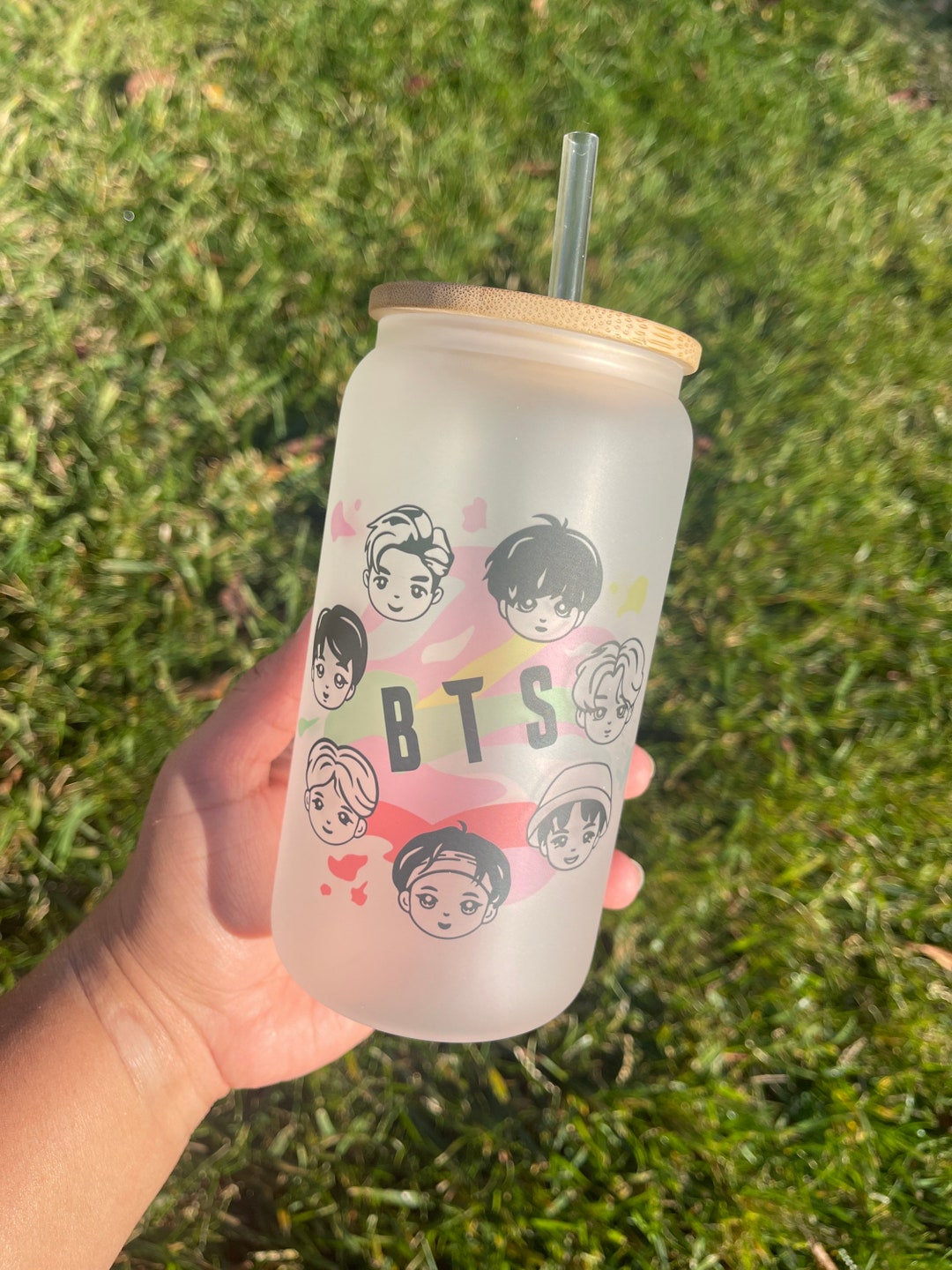 BTS Frosted Cup / Iced Coffee Cup / Beer Glass Can / Glass Tumbler ...