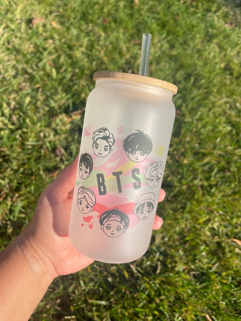 BTS Frosted Cup / Iced Coffee Cup / Beer Glass Can / Glass - Etsy