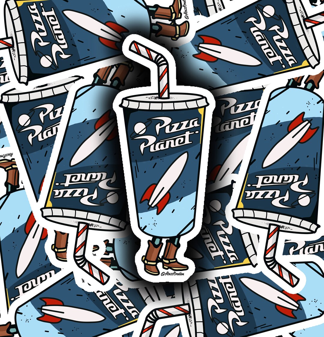 Pizza Planet Sticker: Woody in Cup, Waterproof Glossy Vinyl - 3 Inch - Etsy