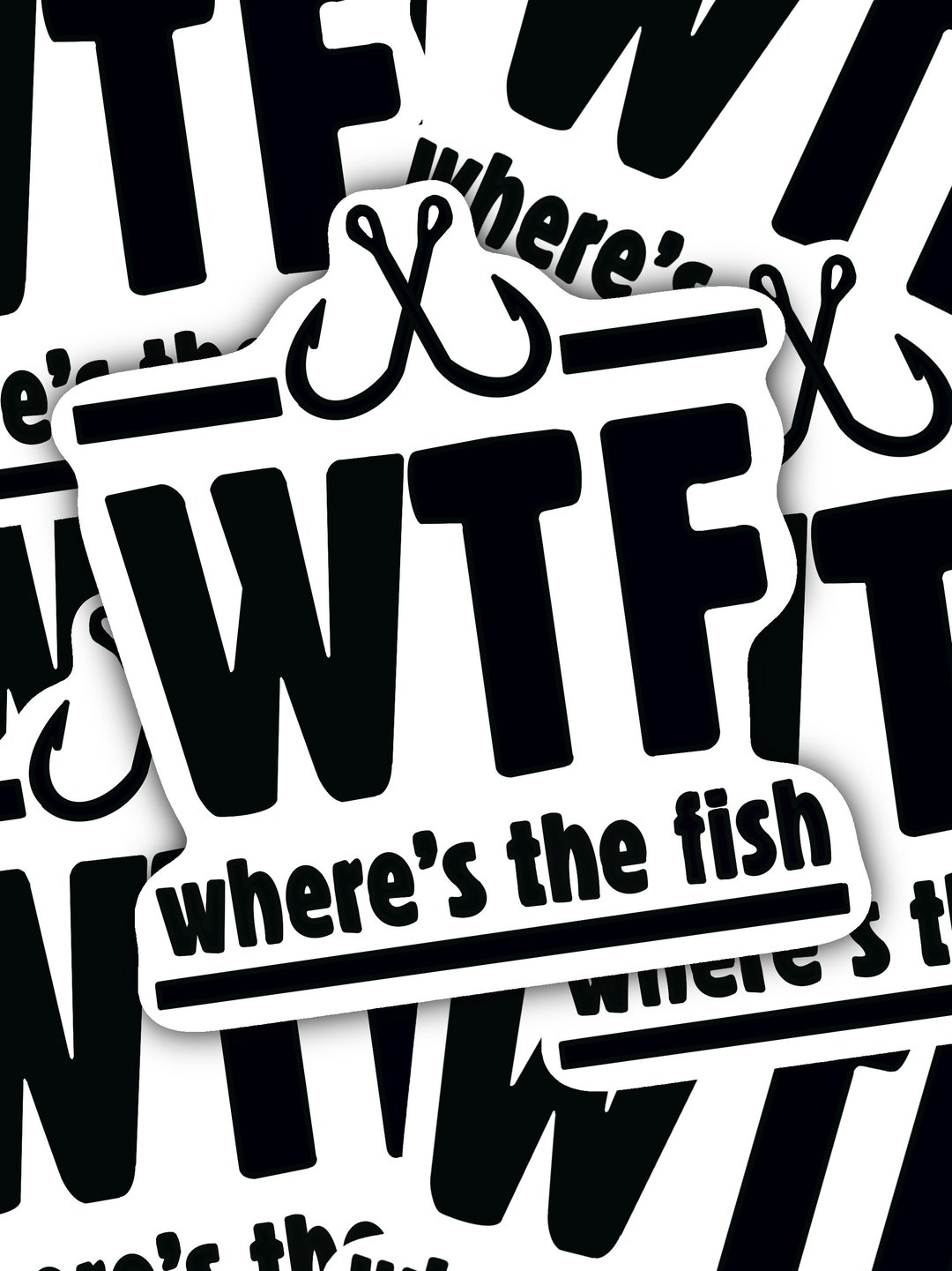 Funny Fishing Vinyl Sticker – 3” Glossy Waterproof Die Cut Animal Decal ...