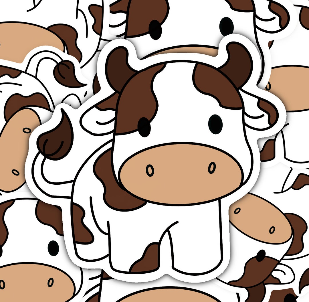 Cute Chocolate Cow Vinyl Sticker – 3” Glossy Waterproof Animal Decal ...