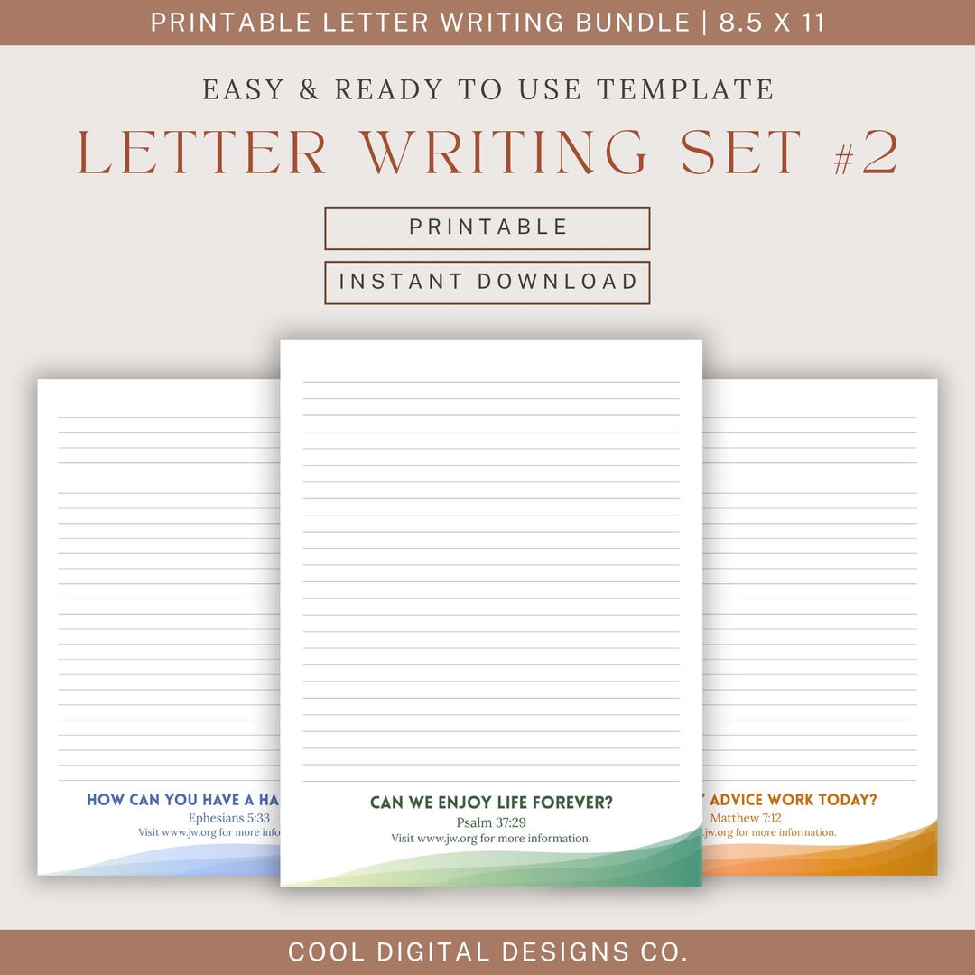 JW Letter Writing New Tracts Template Stationery for Ministry | JW Gift ...