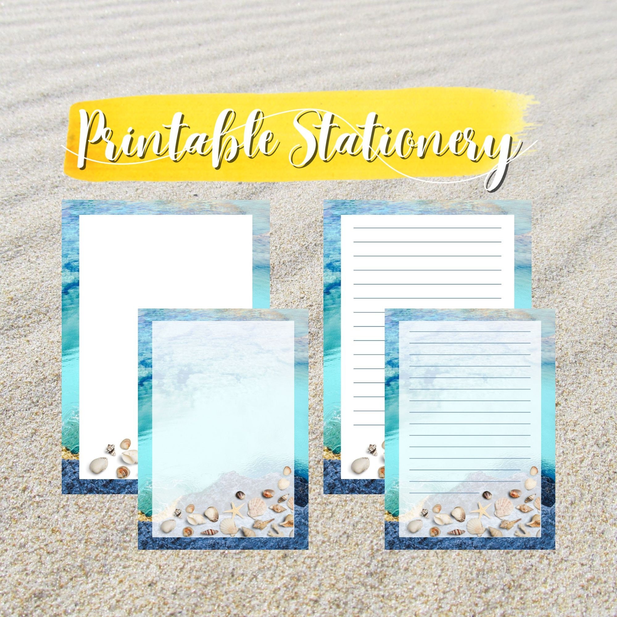 Printable Stationery | Instant Download | Digital | Beach Themed ...