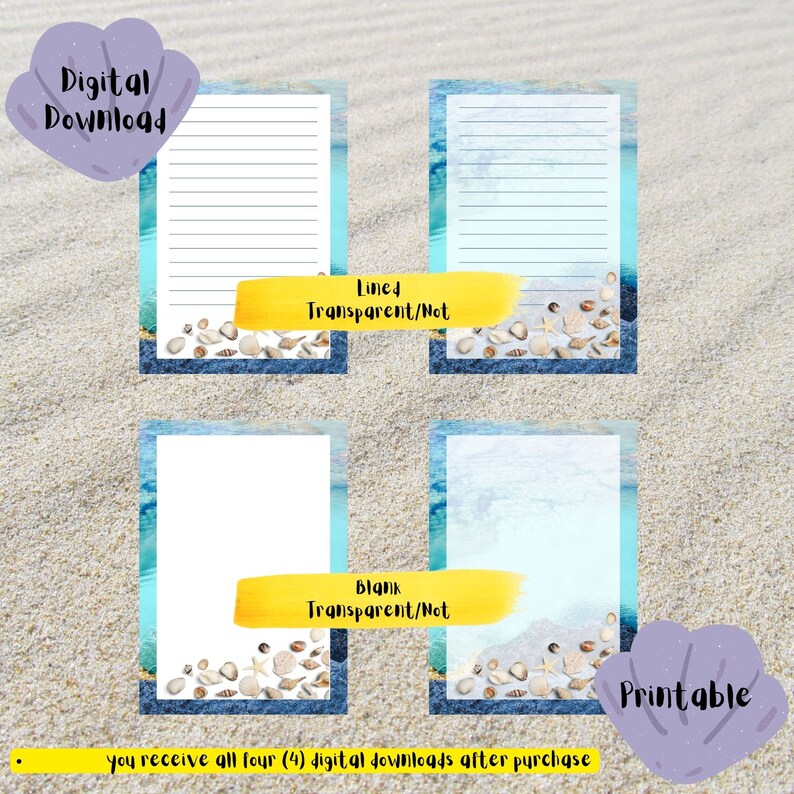 Printable Stationery | Instant Download | Digital | Beach Themed ...