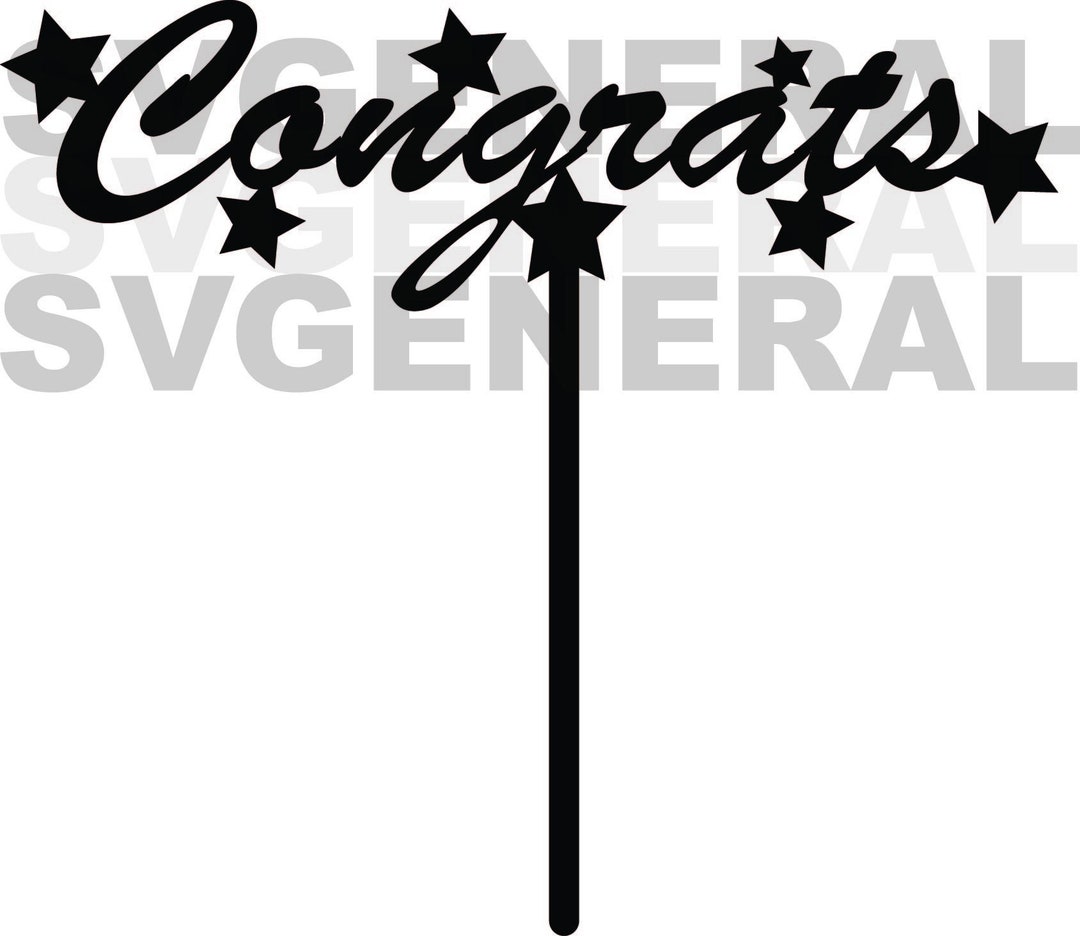 Cake Topper congrats With Stars SVG - Etsy