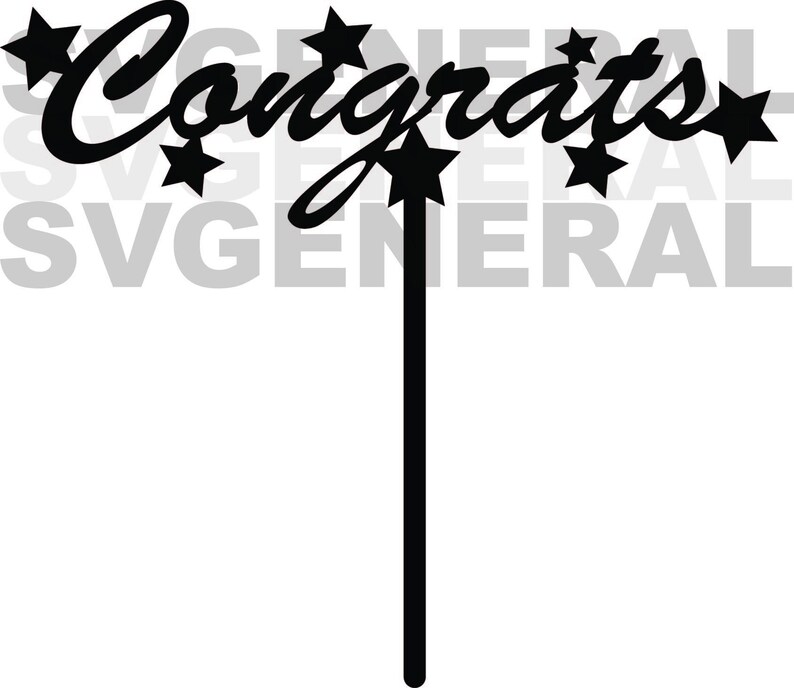 Cake Topper congrats With Stars SVG - Etsy