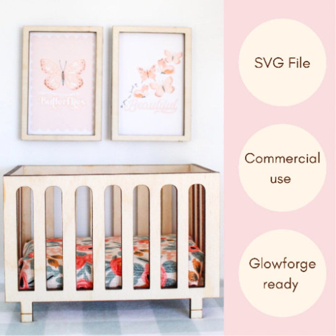 Glowforge Dollhouse Crib Svg, Dollhouse Cut File, Glowforge Miniatures ...