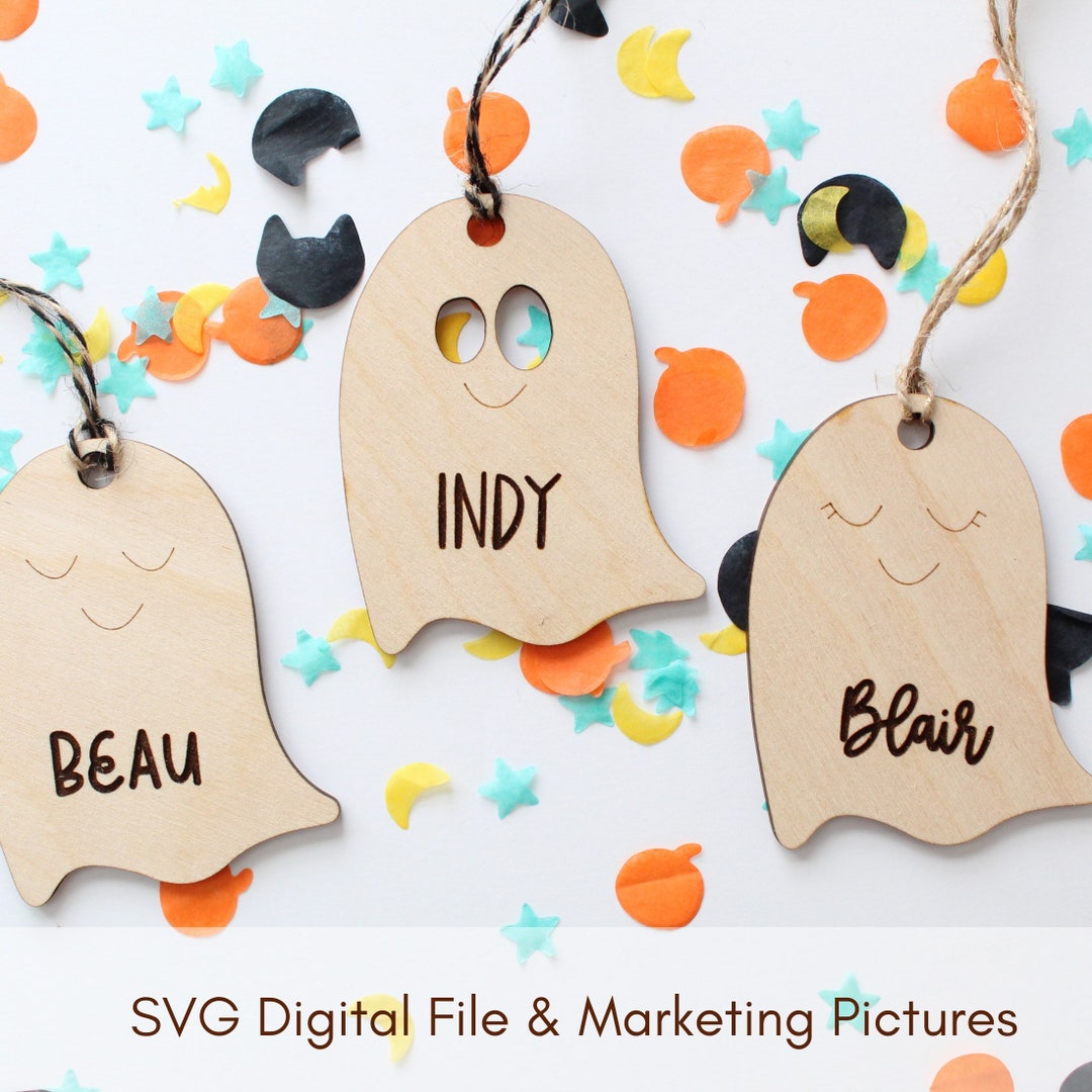 Halloween Ghost Tags SVG for Glowforge, Halloween Tag Bundle, Boo ...