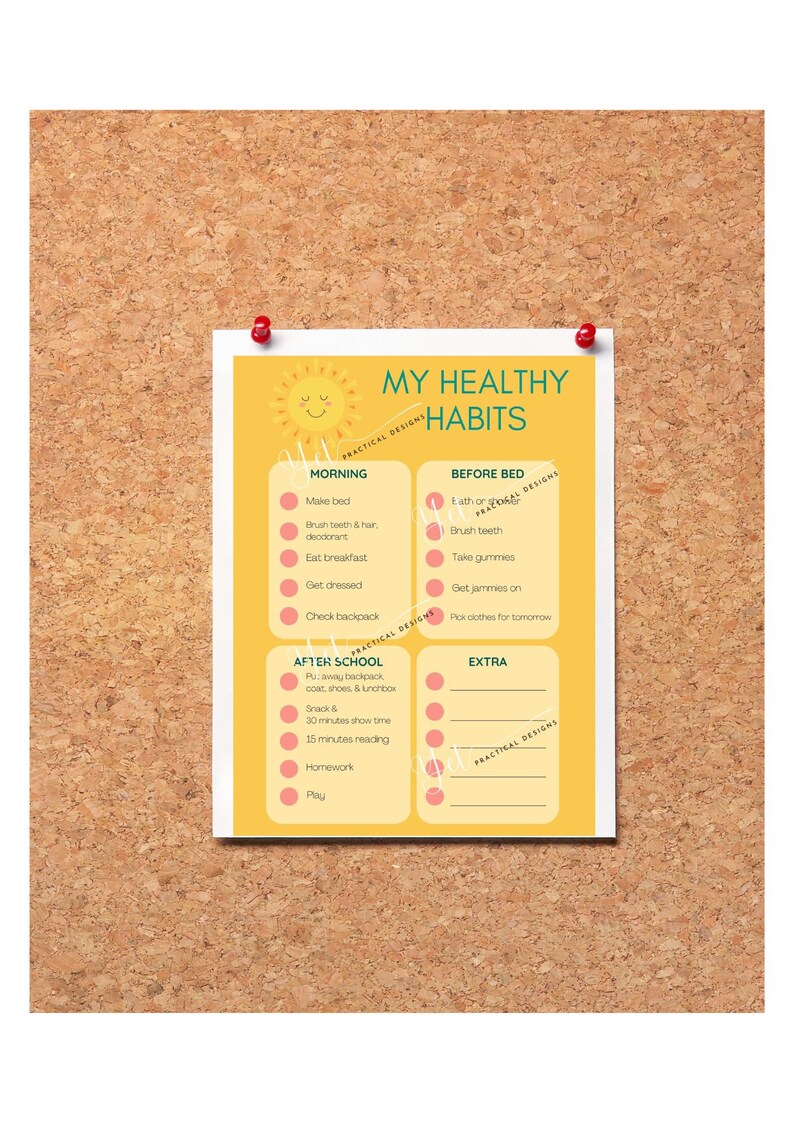 Kids Healthy Habits Chart - Etsy