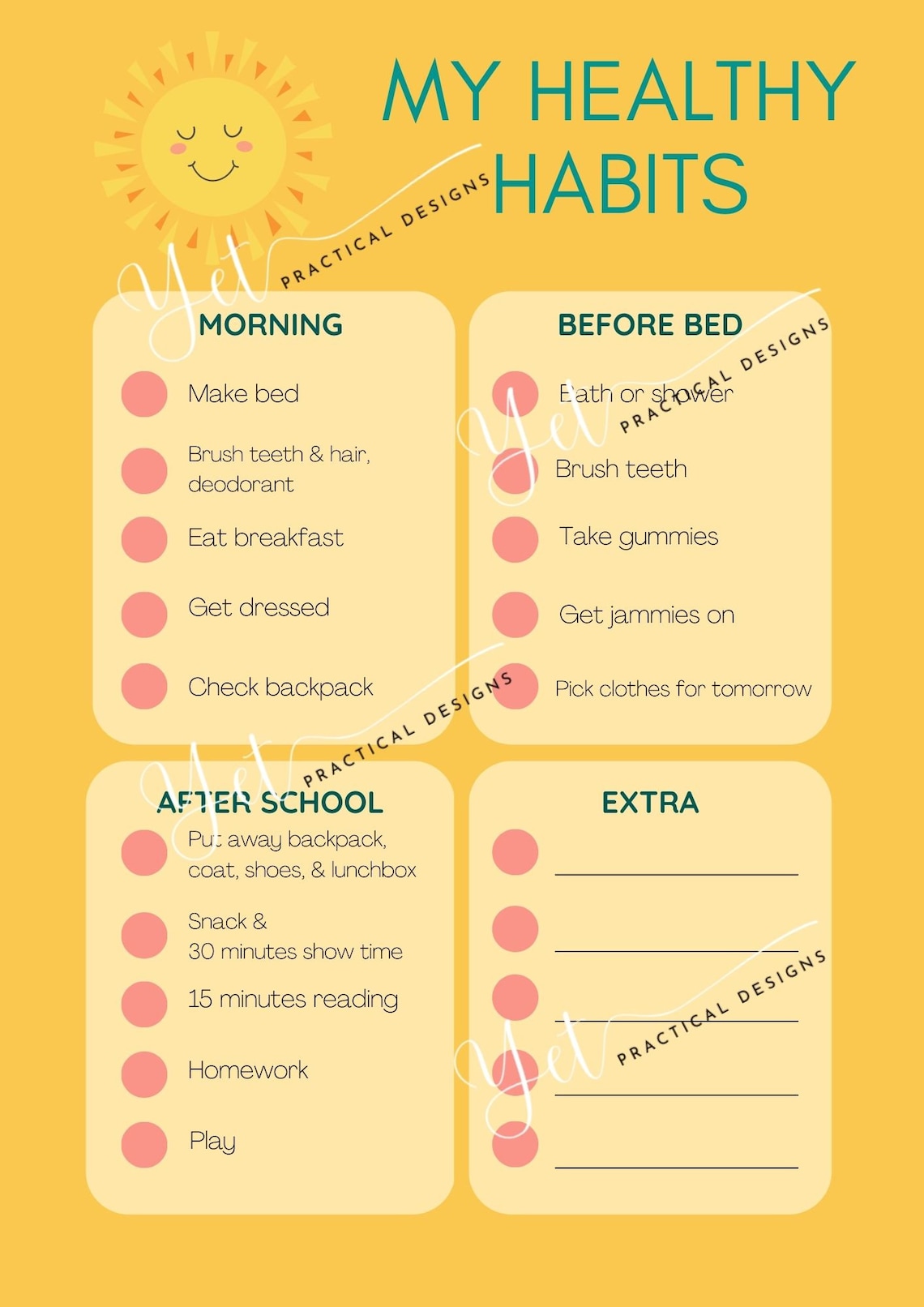 Kids Healthy Habits Chart - Etsy