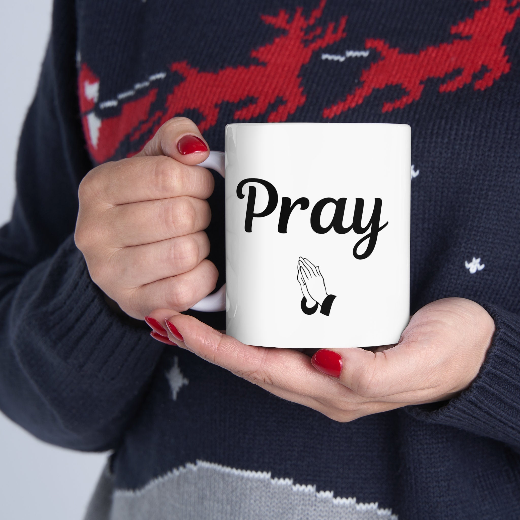 Pray Faith Praying Hands Coffee Mug Gift Christian Catholic Religious ...