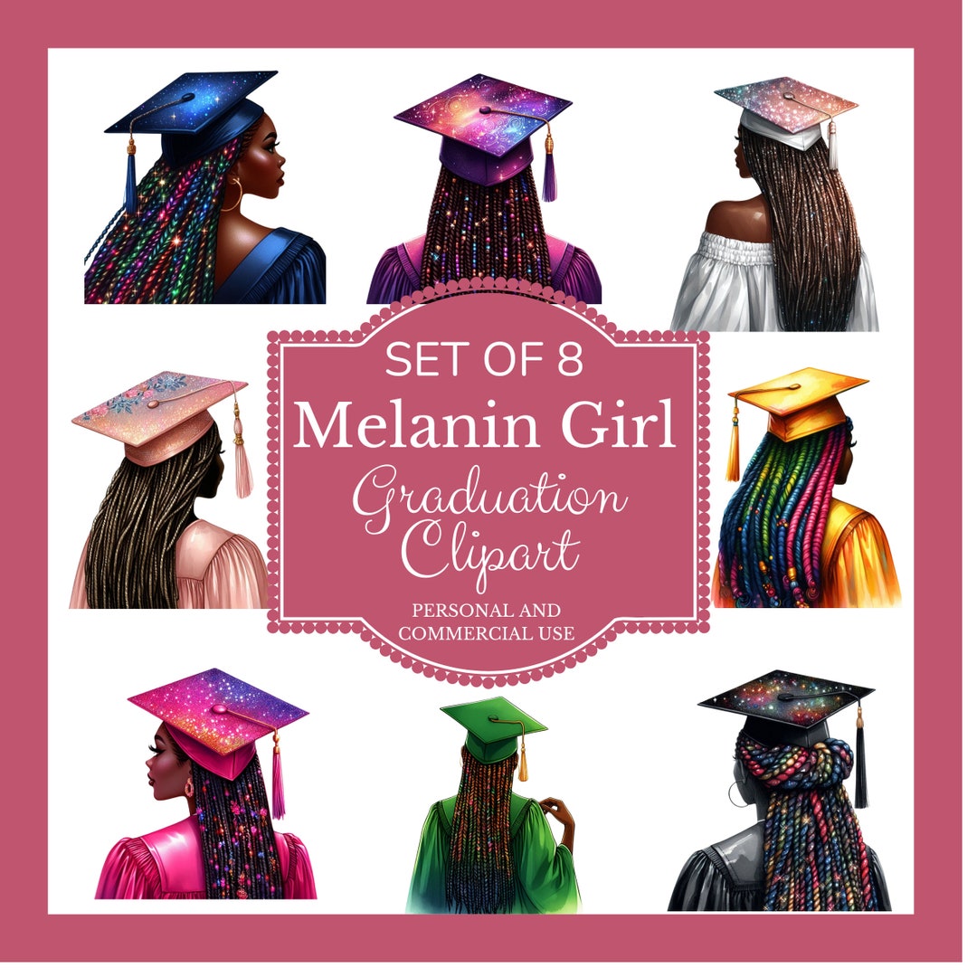 Graduation Clipart Black Woman Graduation Cap and Gown Clear Png ...