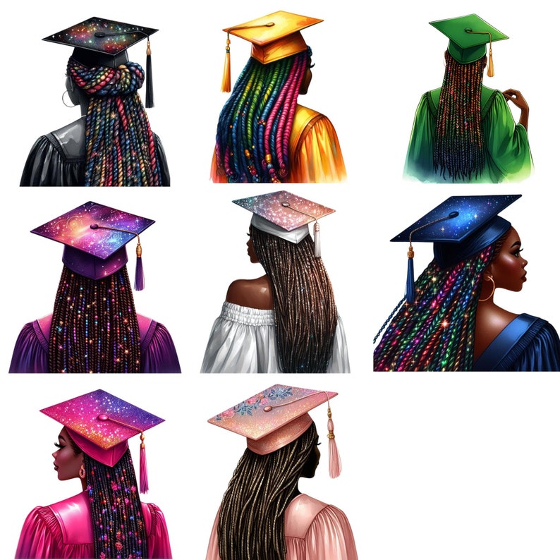 Graduation Clipart Black Woman Graduation Cap and Gown Clear Png ...