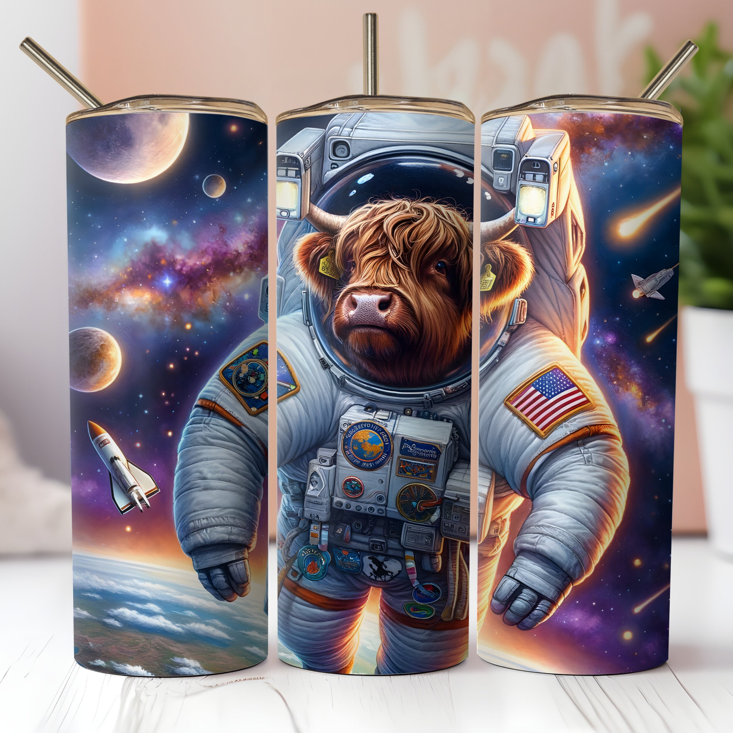 Highland Cow in Outer Space PNG, Heifer Cow, 20oz Skinny Tumbler Png ...