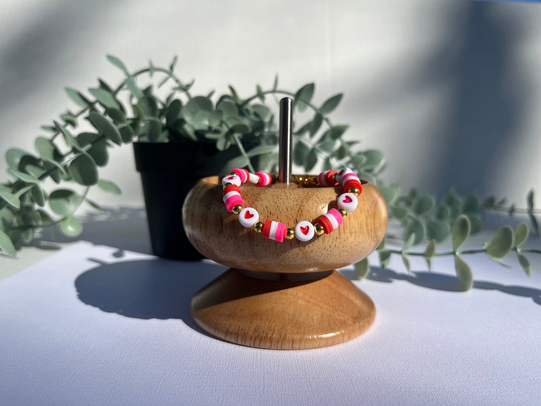 Handmade Valentine's Day Heishi Bracelet, Perfect for Gifting, Red ...