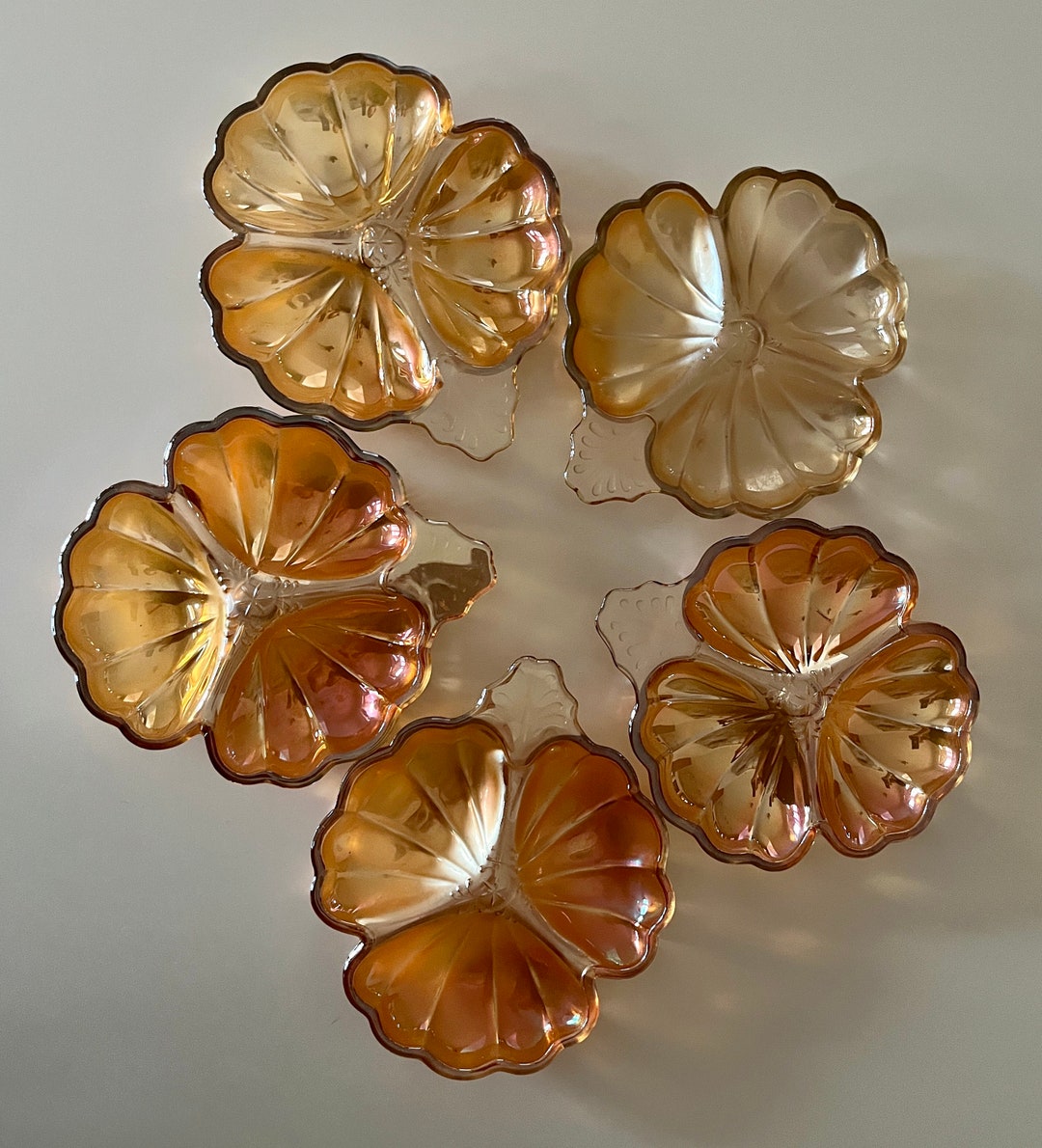 Gorgeous Iridescent Glass Shamrock Dishes by Jeannette Glass - Etsy